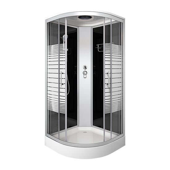 Contemporary Round Shower Stall Double Sliding Frosted Framed Shower ...
