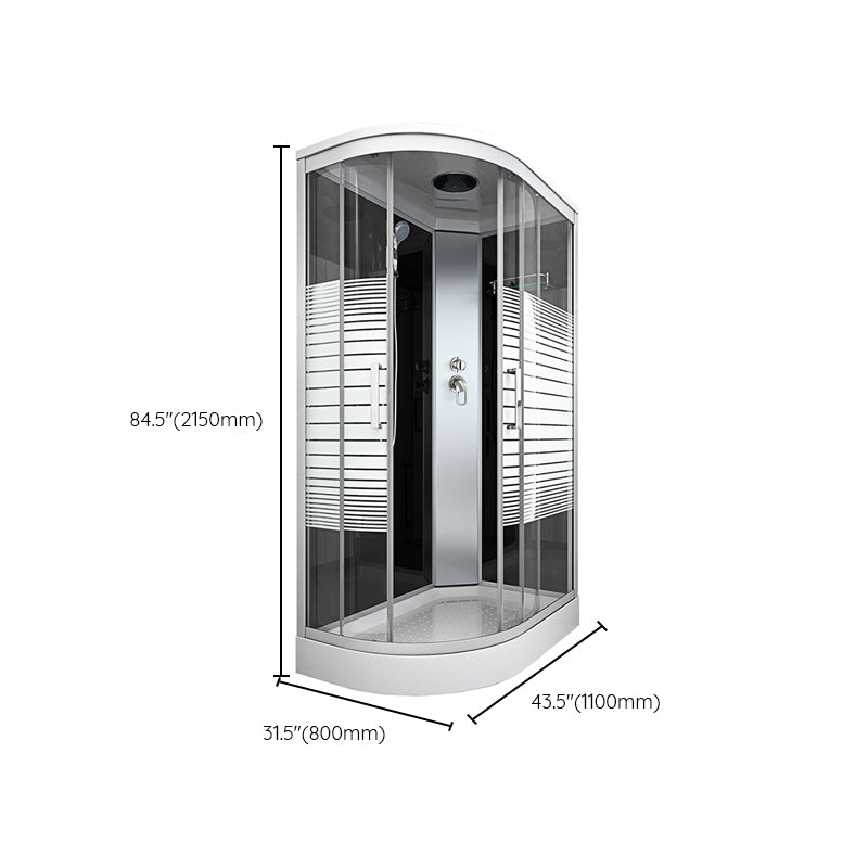 Contemporary Round Shower Stall Double Sliding Frosted Framed Shower ...