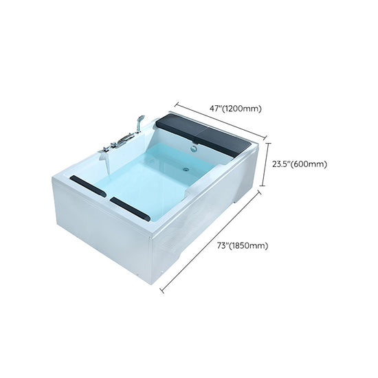 Modern Style Acrylic Rectangular Bath Tub White Tub with Internal Drain ...