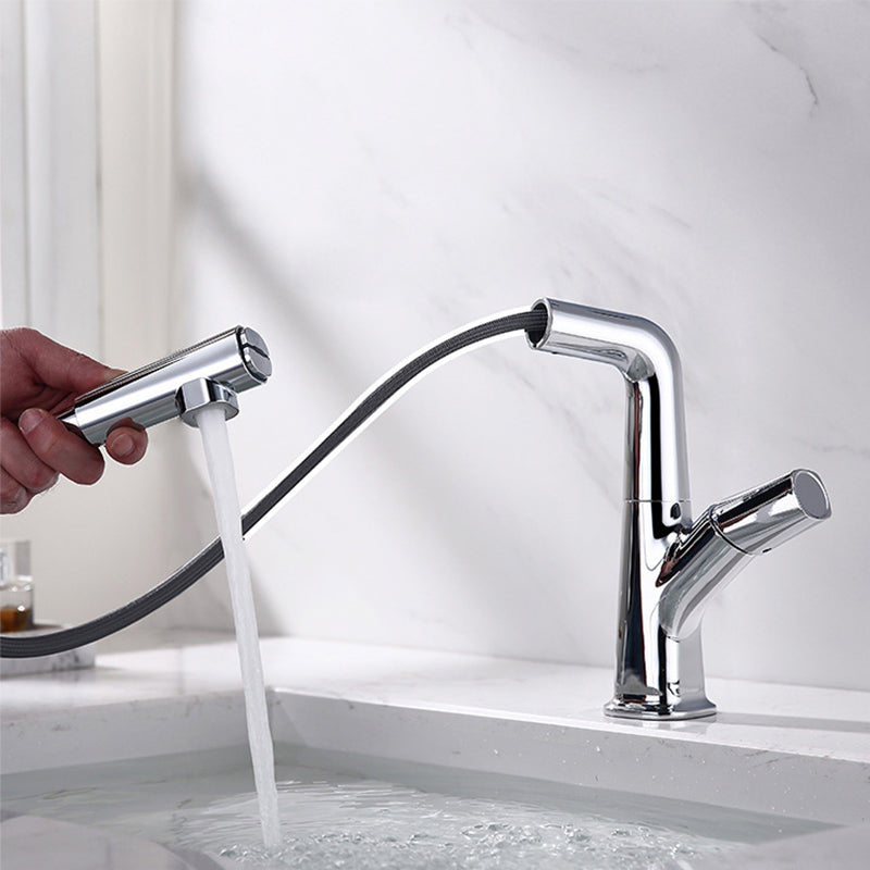 Centerset Lavatory Faucet Contemporary Pull-out Faucet with One Knob ...