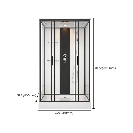 Contemporary Shower Stall Black Framed Tempered Glass Shower Stall ...