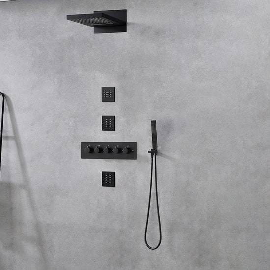 Modern Shower Set Brass Body Jets Adjustable Shower Head Wall Mounted ...