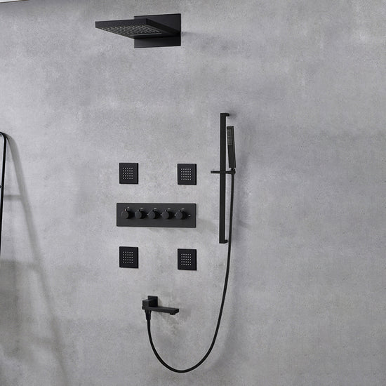 Modern Shower Set Brass Body Jets Adjustable Shower Head Wall Mounted ...