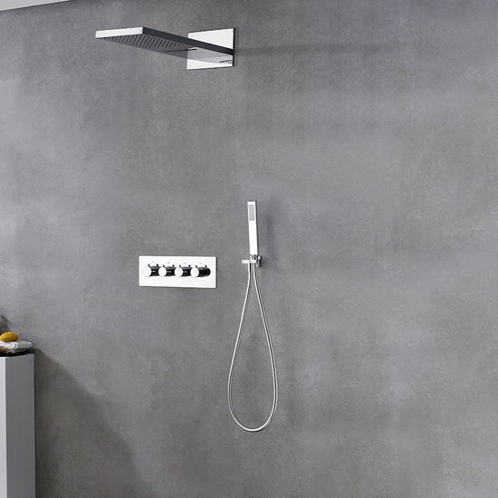 Modern Shower Set Brass Body Jets Adjustable Shower Head Wall Mounted ...