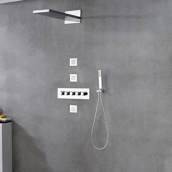 Modern Shower Set Brass Body Jets Adjustable Shower Head Wall Mounted ...