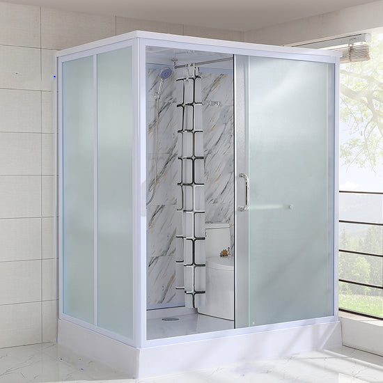 Clear Rectangle Shower Stall Modern Single Sliding Shower Stall - Clearhalo