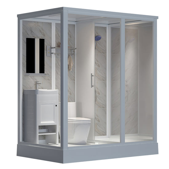 Clear Rectangle Shower Stall Modern Single Sliding Shower Stall - Clearhalo