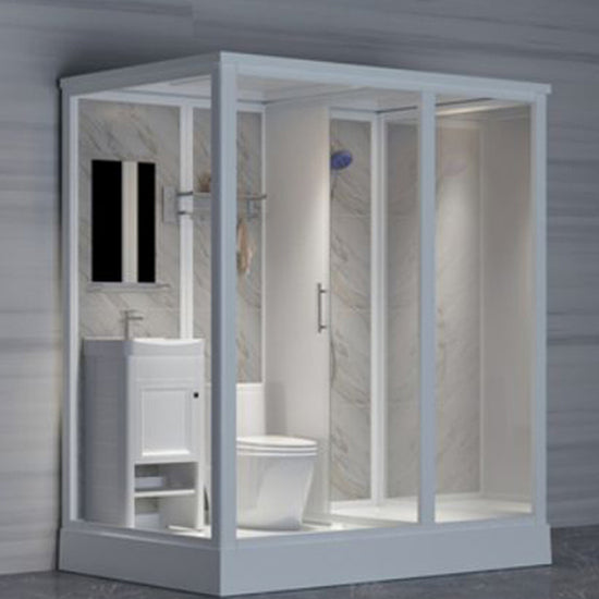 Clear Rectangle Shower Stall Modern Single Sliding Shower Stall - Clearhalo