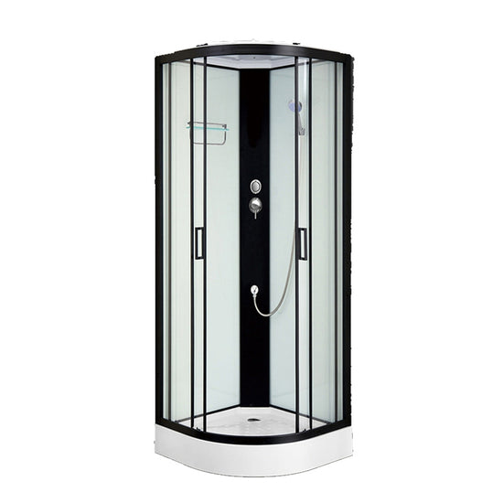 Shower Stall Semi-Frameless Double Sliding Rounded Shower Enclosure ...