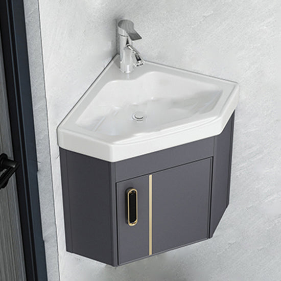 Wall Mounted Corner Bathroom Vanity Cabinet Triangular Abstract Vanity ...