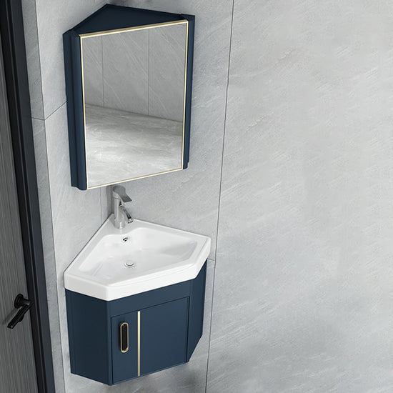 Wall Mounted Corner Bathroom Vanity Cabinet Triangular Abstract Vanity ...