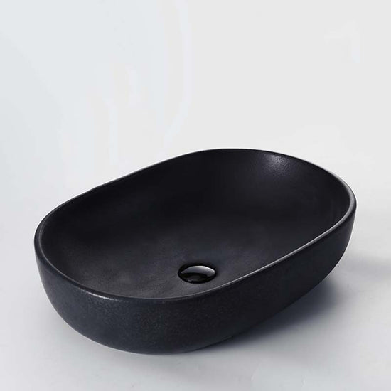 Black Trough Bathroom Sink Round Porcelain Trough Bathroom Sink - Clearhalo