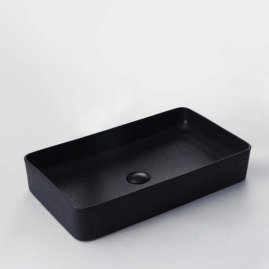 Black Trough Bathroom Sink Round Porcelain Trough Bathroom Sink - Clearhalo