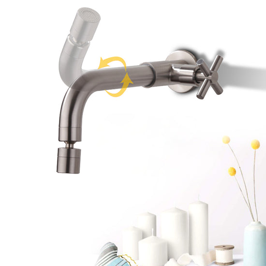 Contemporary Wall Mounted Bathroom Faucet Cross Handles Stainless Steel ...