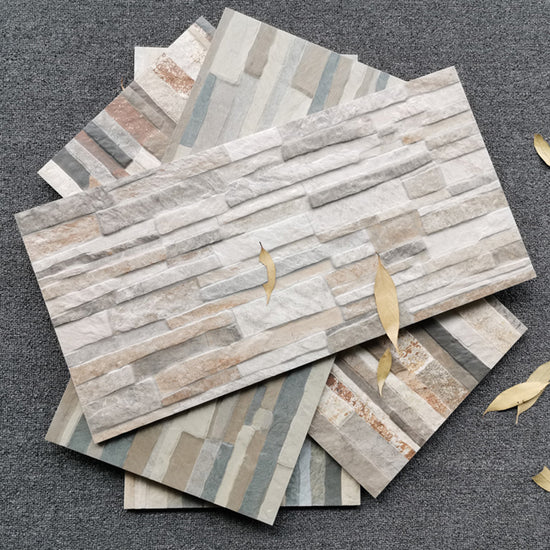 Outdoor Wall Floor Tile Ceramic Straight Edge Stacked Stone Brick Look ...