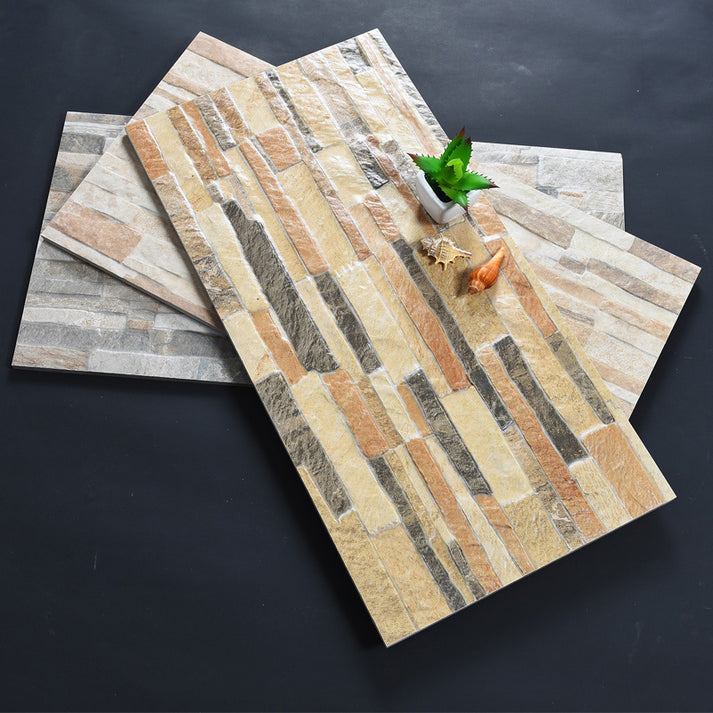 Outdoor Wall Floor Tile Ceramic Straight Edge Stacked Stone Brick Look ...