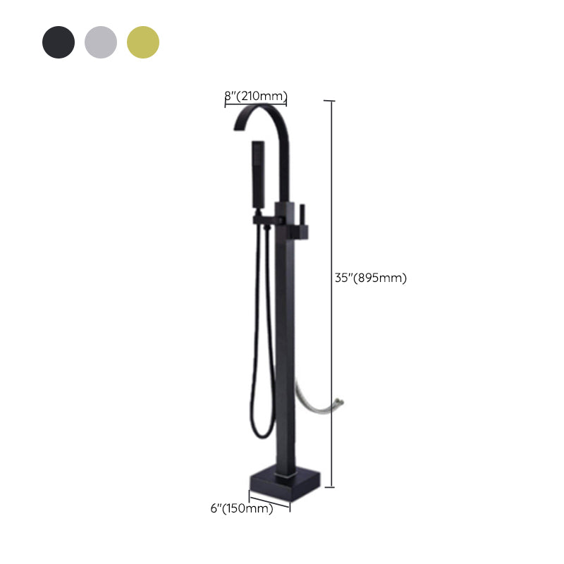 Floor Mounted High Arc Freestanding Tub Filler Copper Freestanding Tub ...