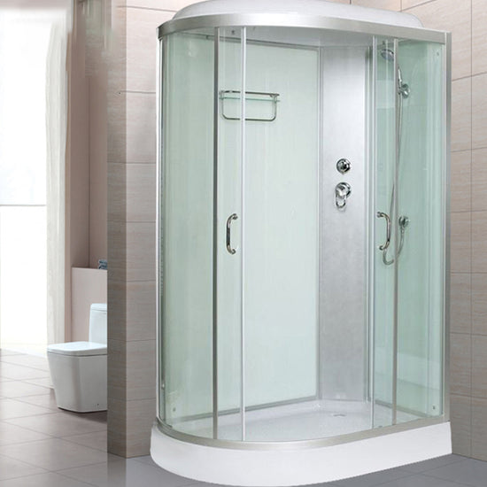 Tempered Glass Double Sliding Shower Enclosure White Frame One Piece ...
