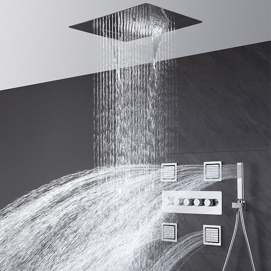 All-copper Concealed Shower Set In-wall Bathroom Minimalist Waterfall ...
