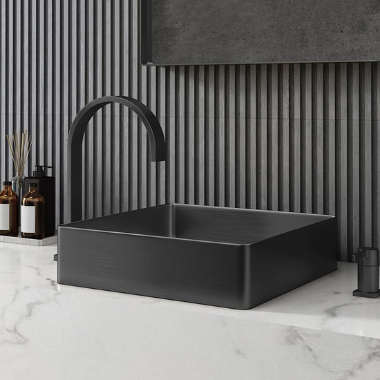 Contemporary Trough Bathroom Sink Solid Color Metal Trough Sink - Clearhalo