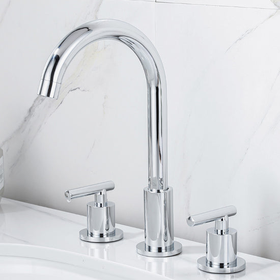 Contemporary Widespread Sink Faucet Plain High Arc Wide Spread Bathroom ...