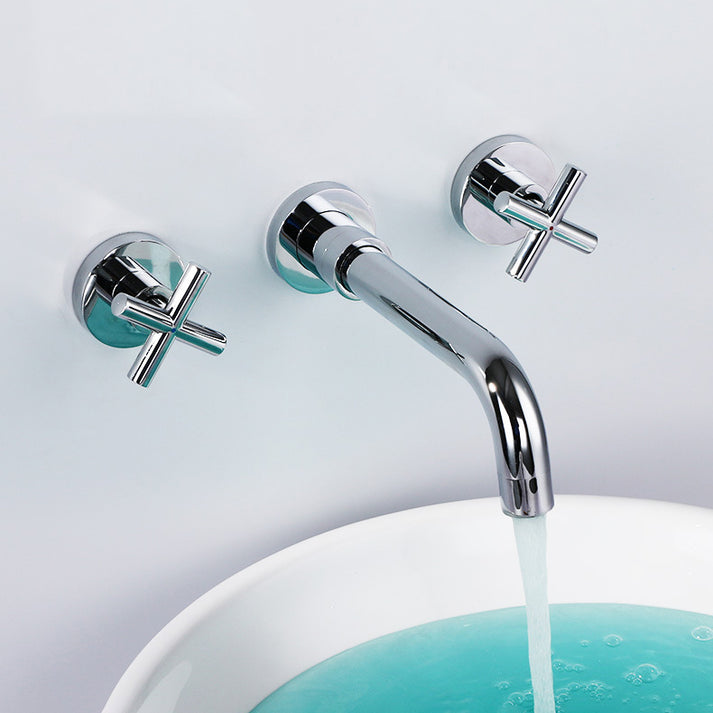 Modern Wall Mounted Sink Faucet Cross Handles Wall Mounted Faucets ...