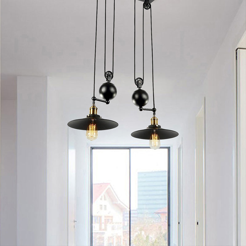 Flared Shade Metal Pendant Lighting Industrial 2 Lights Warehouse ...