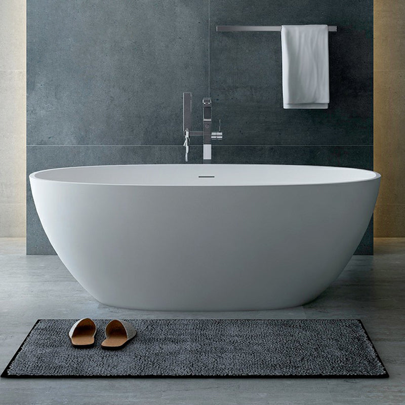 Modern Soaking Freestanding Bath Tub Stone Oval Bathtub with Overflow ...