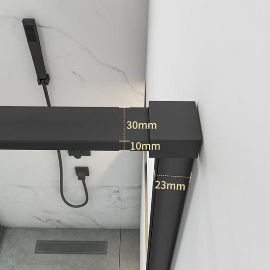 Hinged Stainless Steel Semi Frameless Shower Screen Black Narrow Edge ...