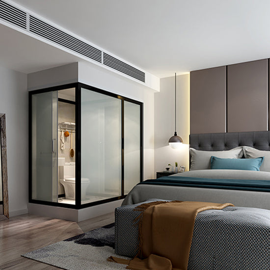 Contemporary Framed Shower Stall Frosted Shower Stall with Ceiling ...
