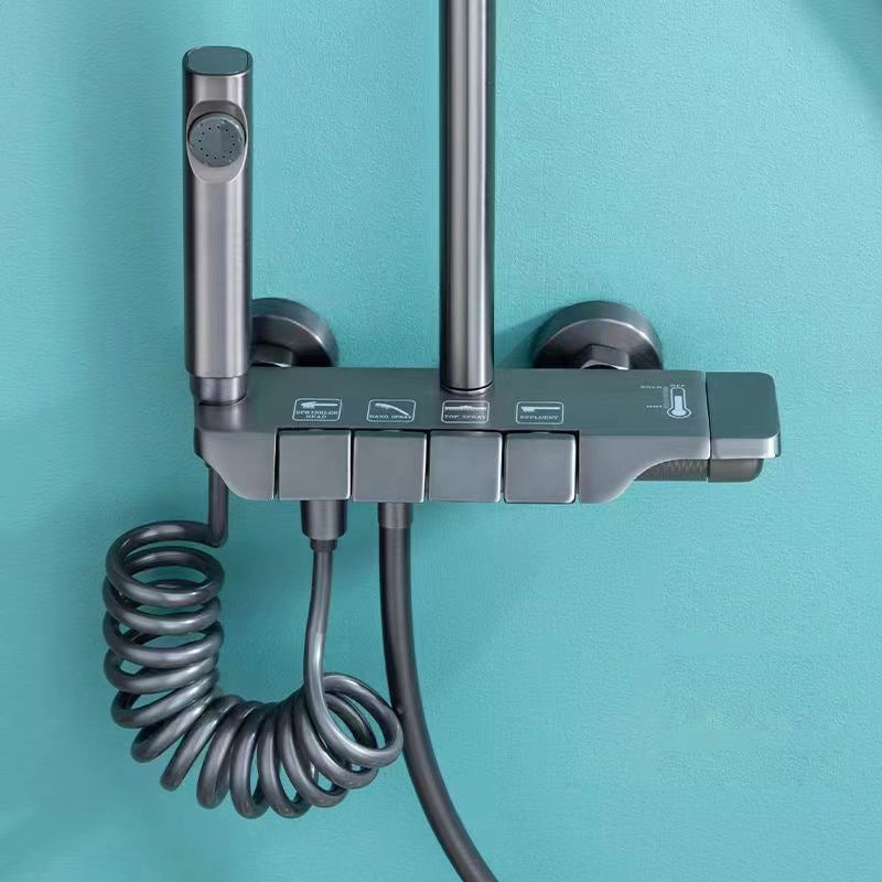 Modern Shower System Square Brass Temperature Control Wall Mounted ...