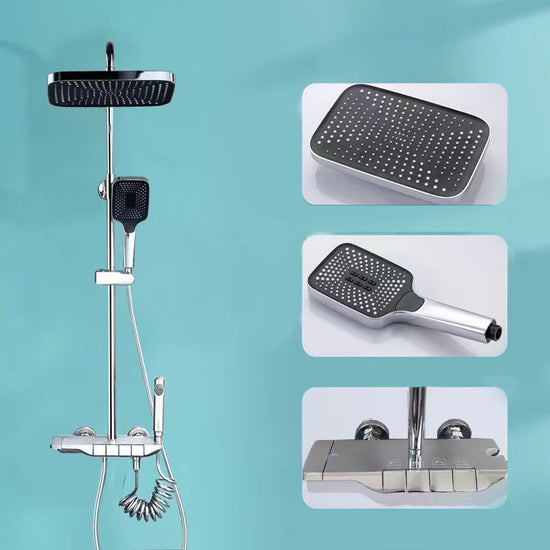 Modern Shower System Square Brass Temperature Control Wall Mounted ...