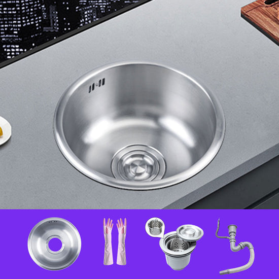 Round Stainless Steel Kitchen Sink with Drain Assembly Drop-In Sink ...