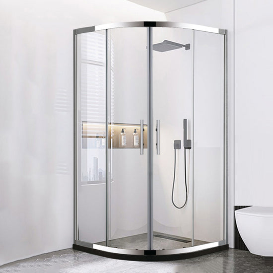 Rounded Shower Enclosure Double Sliding Corner Shower Enclosure - Clearhalo