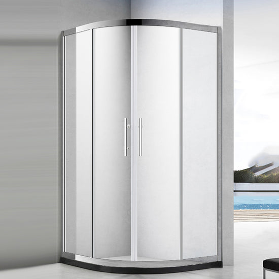 Rounded Shower Enclosure Double Sliding Corner Shower Enclosure - Clearhalo