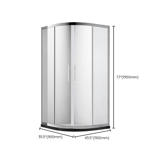 Rounded Shower Enclosure Double Sliding Corner Shower Enclosure - Clearhalo
