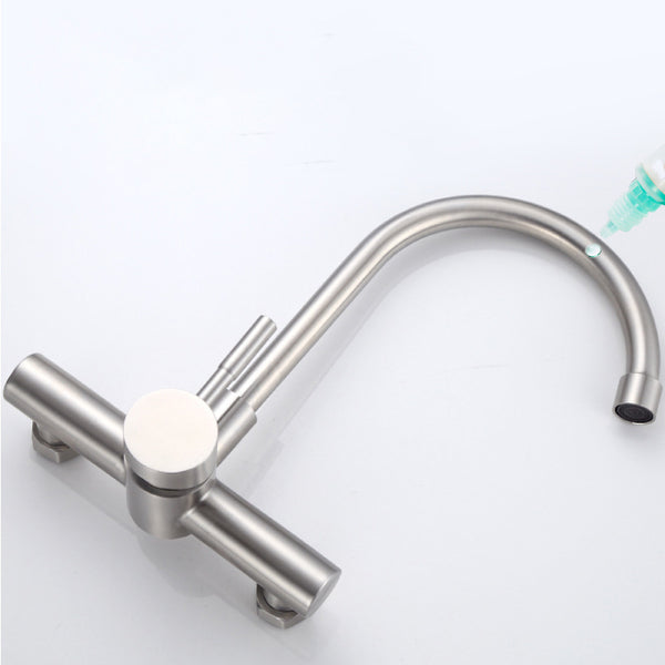 High Arch Kitchen Bar Faucet Swivel Spout Wall Mounted 2 Hole Bar ...