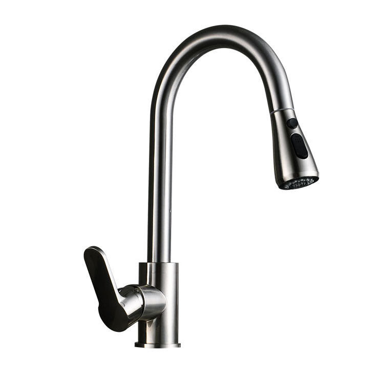 Modern Gooseneck Kitchen Bar Faucet Swivel Spout with Pull Down Sprayer ...
