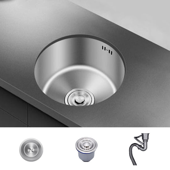 Round Stainless Steel Sink Single Bowl Undermount Sink with Basket ...