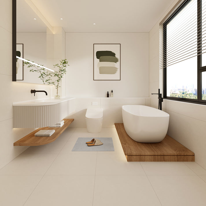 Solid Color Singular Tile Modern Matte Rectangular Floor Tile - Clearhalo