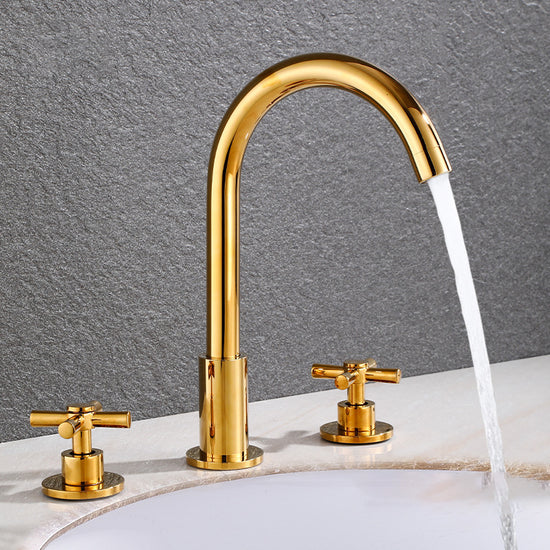 Goose Neck Bathroom Basin Faucet 2 Handle Hot and Cold Water Sink ...