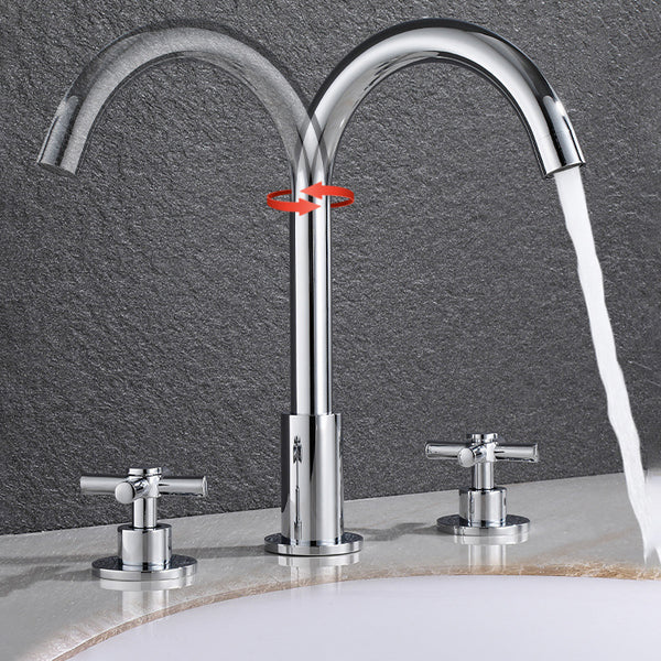 Goose Neck Bathroom Basin Faucet 2 Handle Hot and Cold Water Sink ...