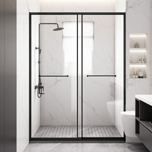 Frame Metal Double Sliding Shower Bath Door 78.7 High Clear Shower Door ...