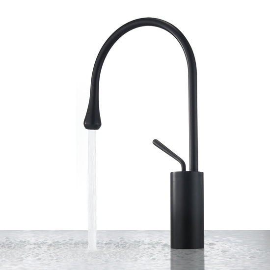 Modern Lever Handles Sink Faucet Gooseneck Circular Brass Bathroom Sink ...