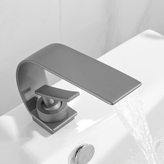 Bathroom Faucet Brass Waterfall Spout Lever Handle Washroom Sink Faucet ...