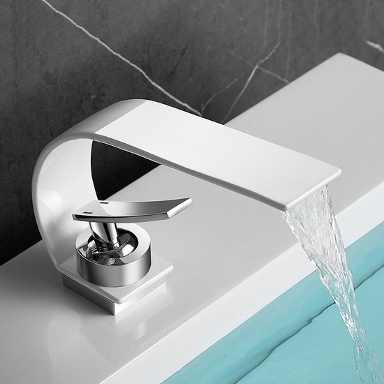Bathroom Faucet Brass Waterfall Spout Lever Handle Washroom Sink Faucet ...
