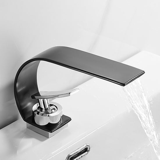 Bathroom Faucet Brass Waterfall Spout Lever Handle Washroom Sink Faucet ...