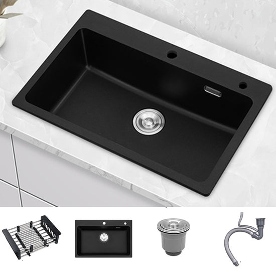 Quartz Kitchen Sink Rectangular Single Bowl Kitchen Sink with Drain ...
