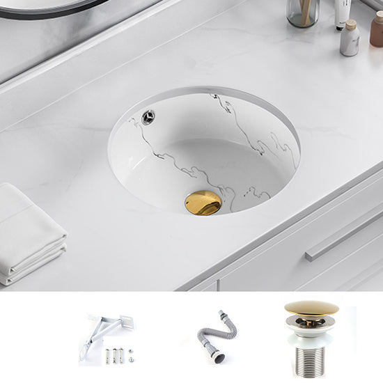 Modern Undermount Vanity Sink Rectangular Porcelain with Overflow Basin ...