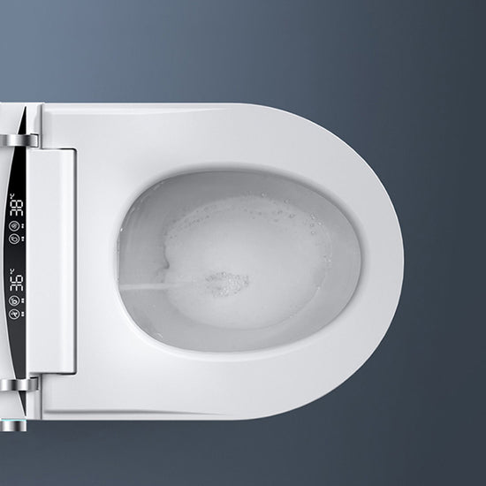 Smart Toilet White Elongated Rust Resistant Ceramic Foot Sensor Flush ...